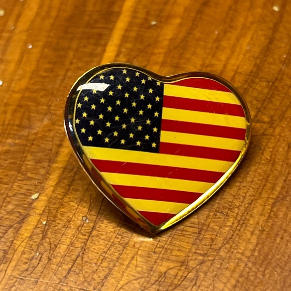 Jewelry | Vtg Acrylic Puffed Heart Flag Pin | Poshmark